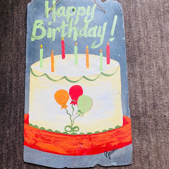 Wall Decor | Painted Happy Birthday Slate Sign | Poshmark